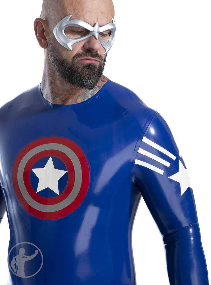Rubber Captain America Superhero Catsuit